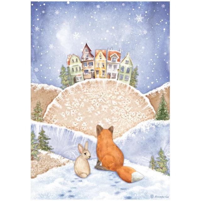 DFSA4797 Rice Paper A4 Winter Valley Fox and Bunny – Miniature Luxuries ...