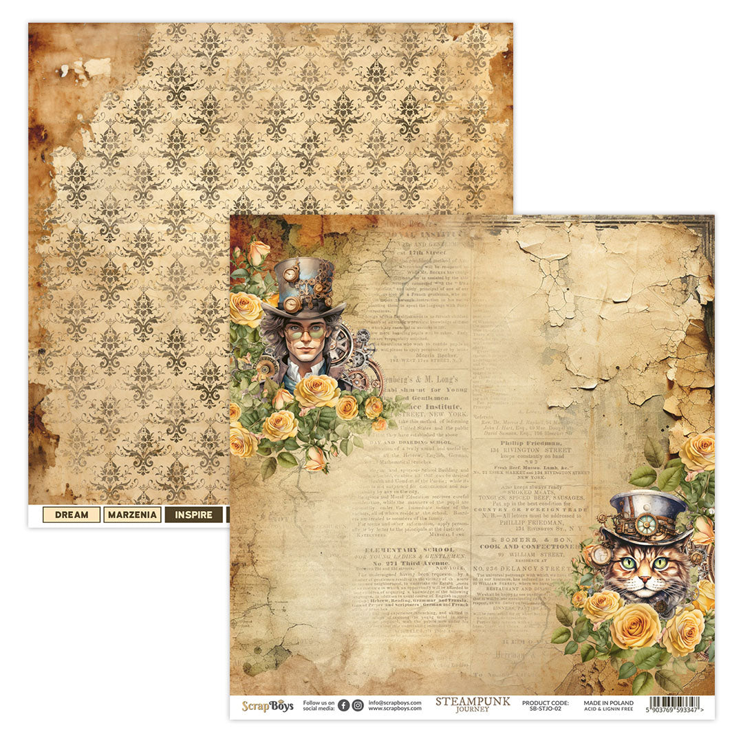 Steampunk Journey 02 Double Sided 12 x 12 – Miniature Luxuries & Papers